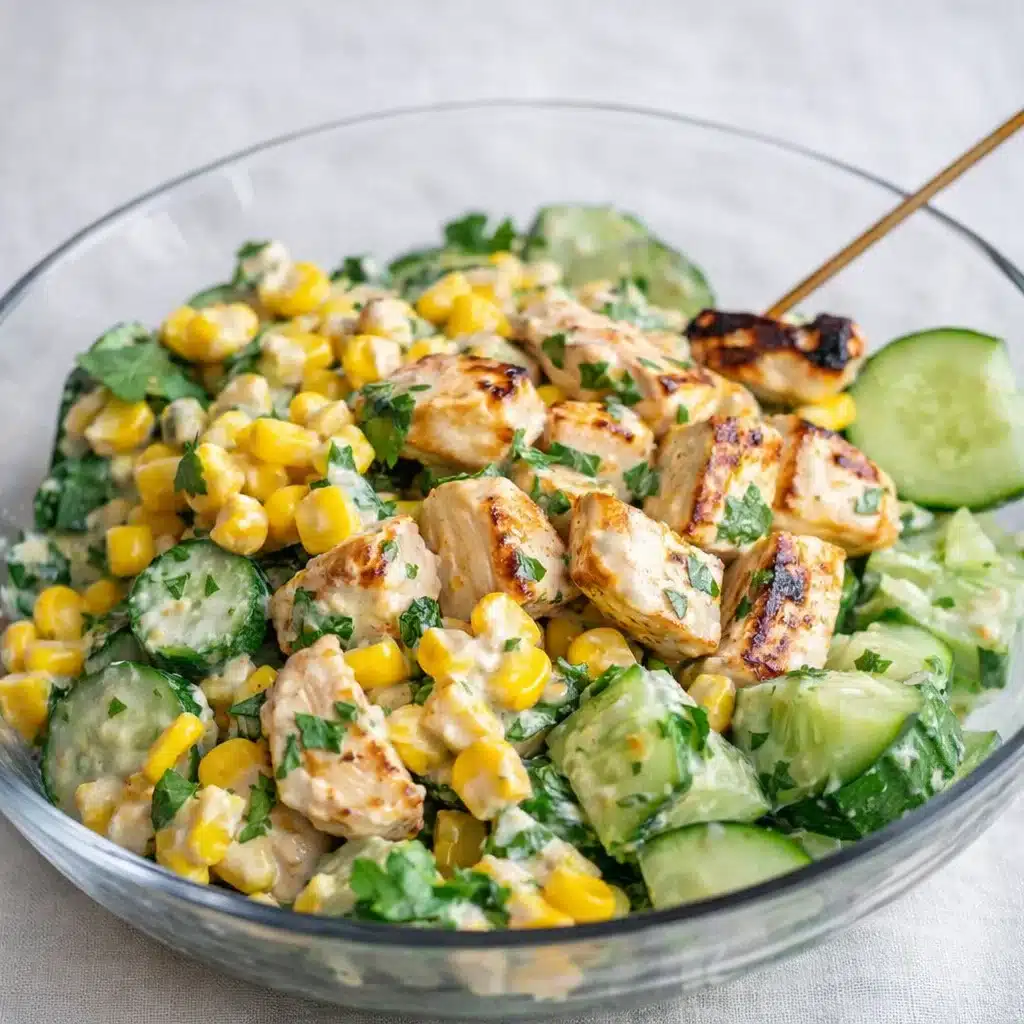 Street Corn Creamy Cucumber Chicken Salad – 1 Easy Flavor Explosion
